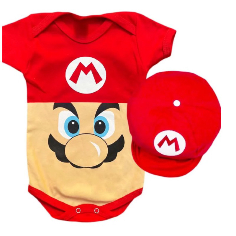 Kit Body Temático - Personagem Mario Bros+Boina ou Luigi+Boina ...