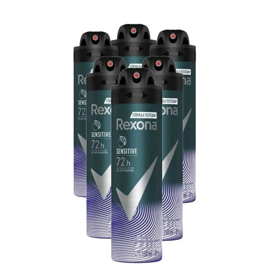 kit com 6 Desodorante Antitranspirante Aerosol Masculino Rexona ...