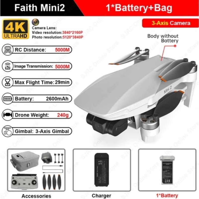 Drone Cfly Faith Mini 2 Câmera 4k GPS Gimbal 3 Eixos 5km + Bolsa ...