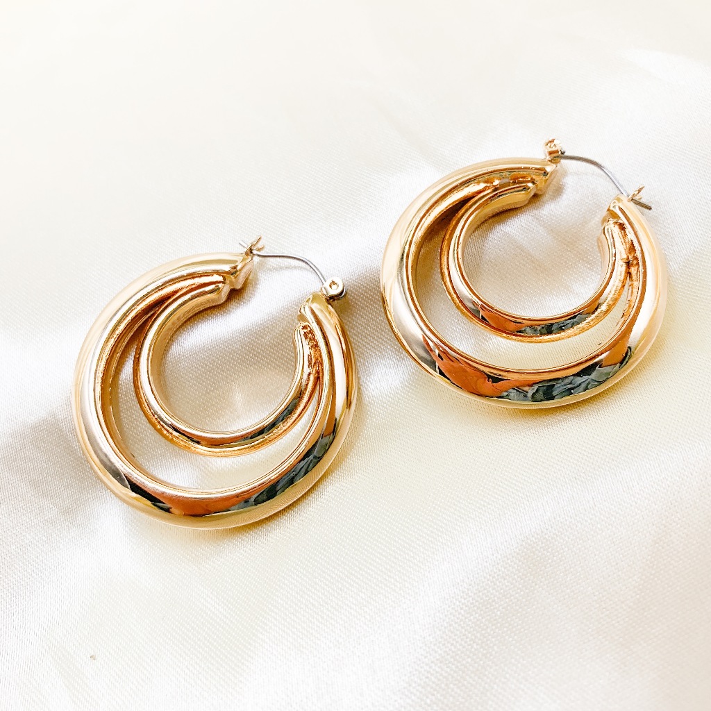 Brincos clássicos simples e modernos femininos - ouro e prata | Shopee ...