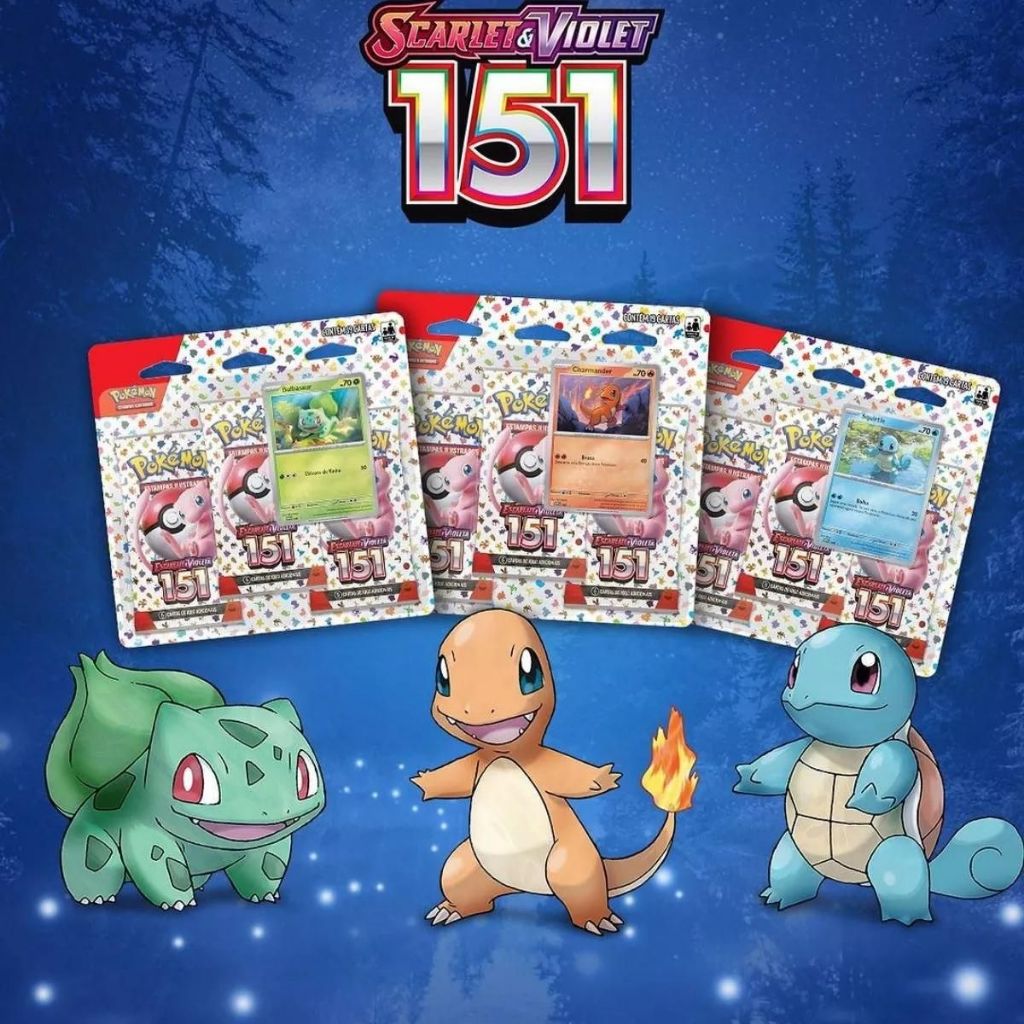Triple Pack Pokémon 151 Bulbasaur Charmander E Squirtle TCG Copag ...