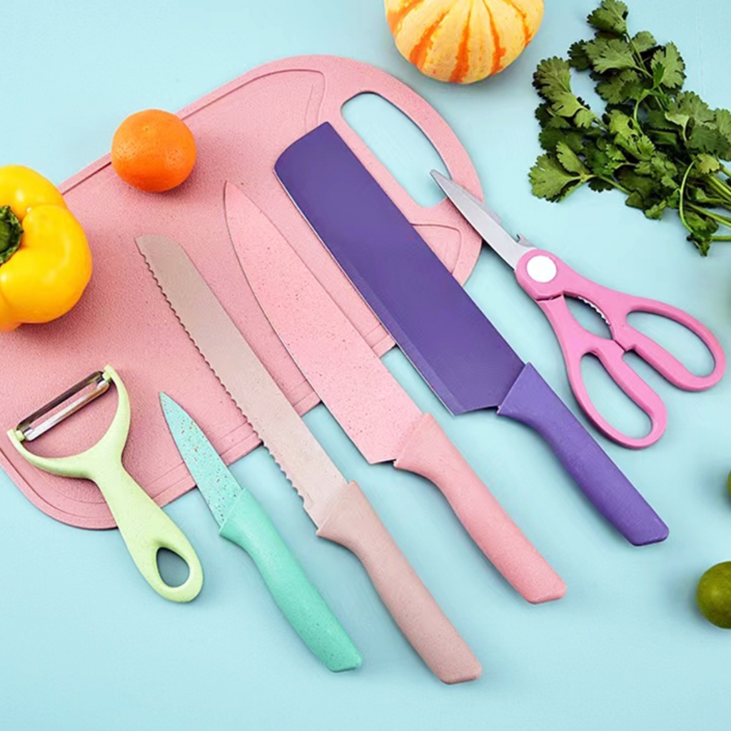 Kit de Facas Colorido Inox com 7 Peças | Shopee Brasil