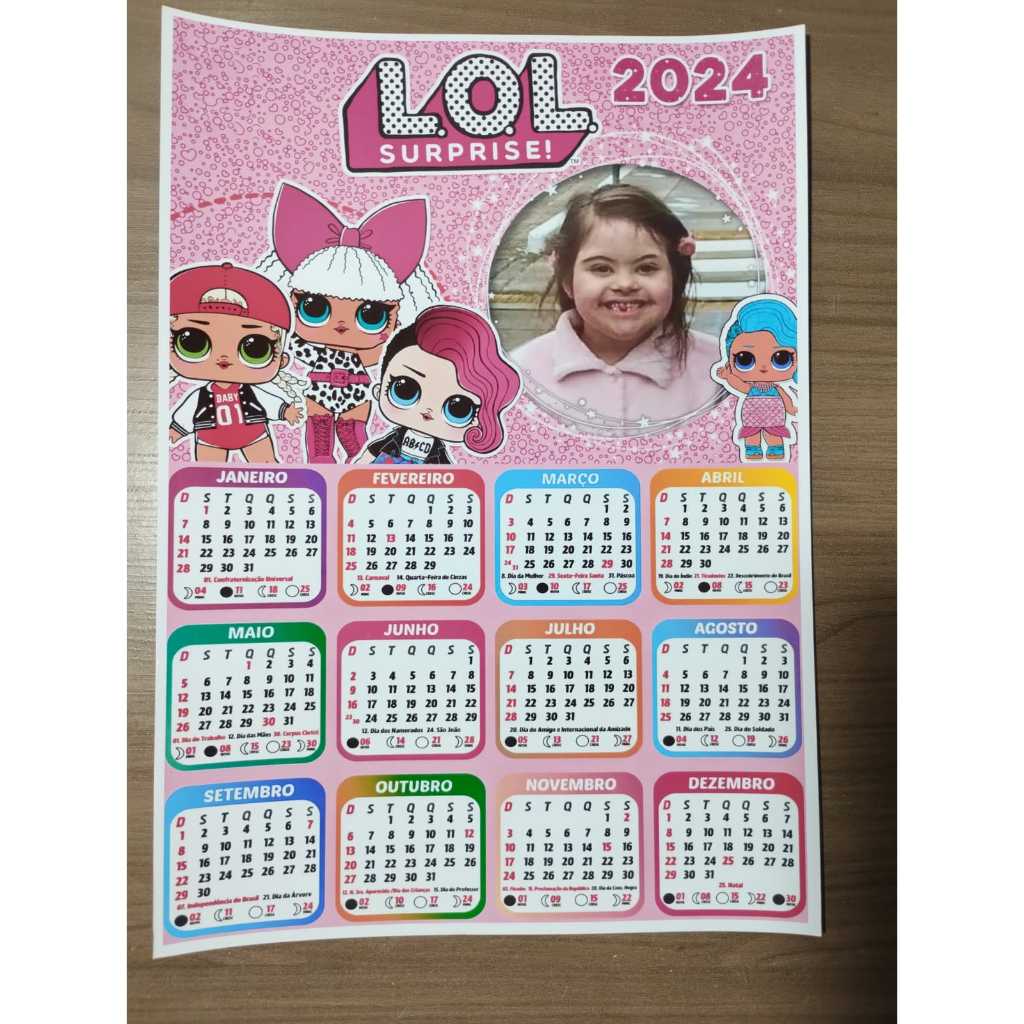 Calendário 2024 Personalizado Boneca LOL Surprise Com Foto Calendario ...