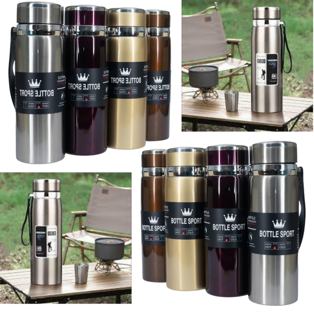 Kit 10 Garrafas 1000ml Inox Térmica Com Infusor Parede Dupla Com Alça ...