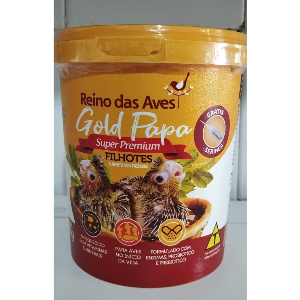REINO DAS AVES - GOLD PAPA FILHOTES 400gr com seringa | Shopee Brasil