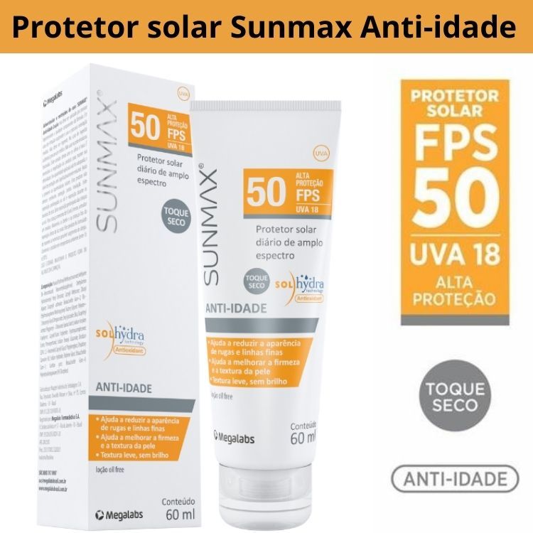 Protetor Solar Facial Sunmax Anti-idade Fps50 com 60ml | Shopee Brasil