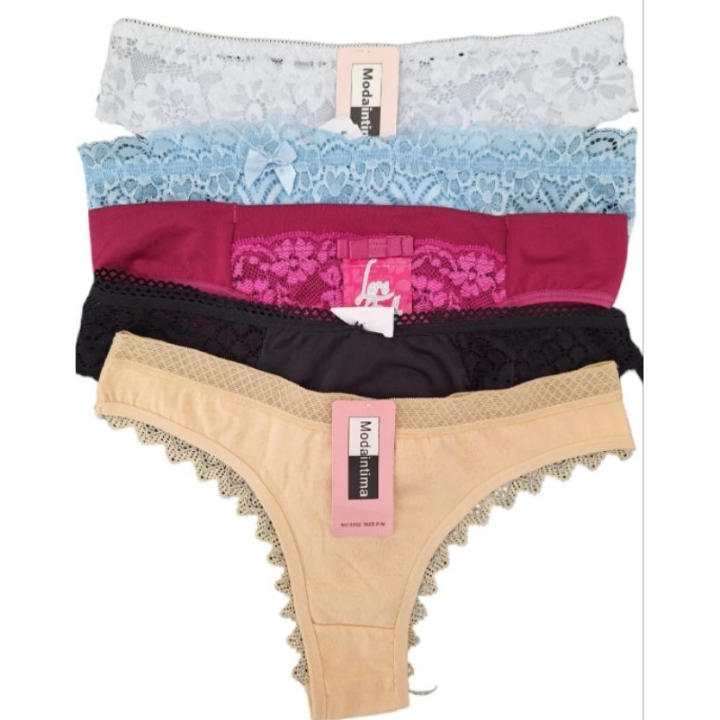 Kit Com 5 Calcinhas Femininas Renda Microfibra Premium bem variada apos ...