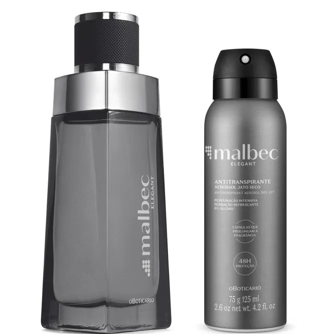 Combo Presente Malbec Elegant: Desodorante Colônia 100ml + Desodorante Antitranspirante Aerosol ...