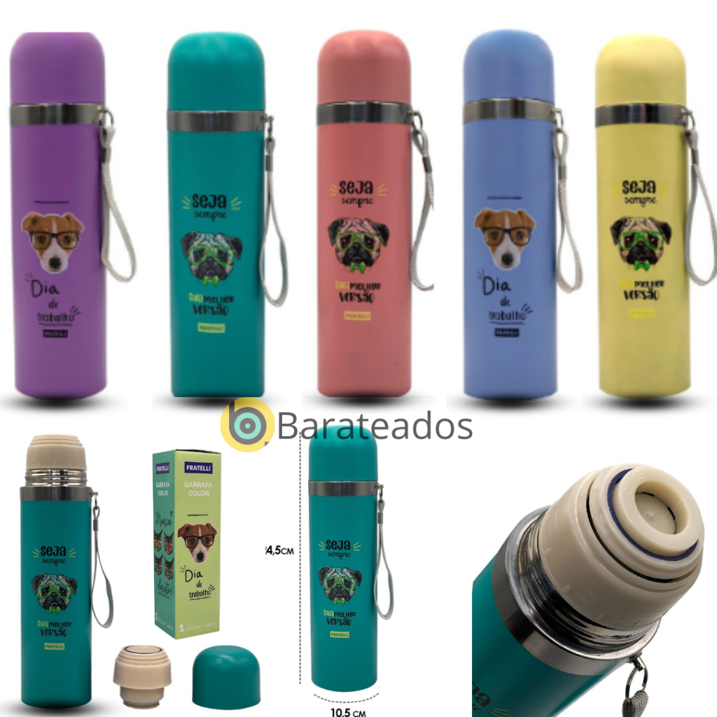 Garrafa Color Estampa Pet Inox 480ml CORES | Shopee Brasil