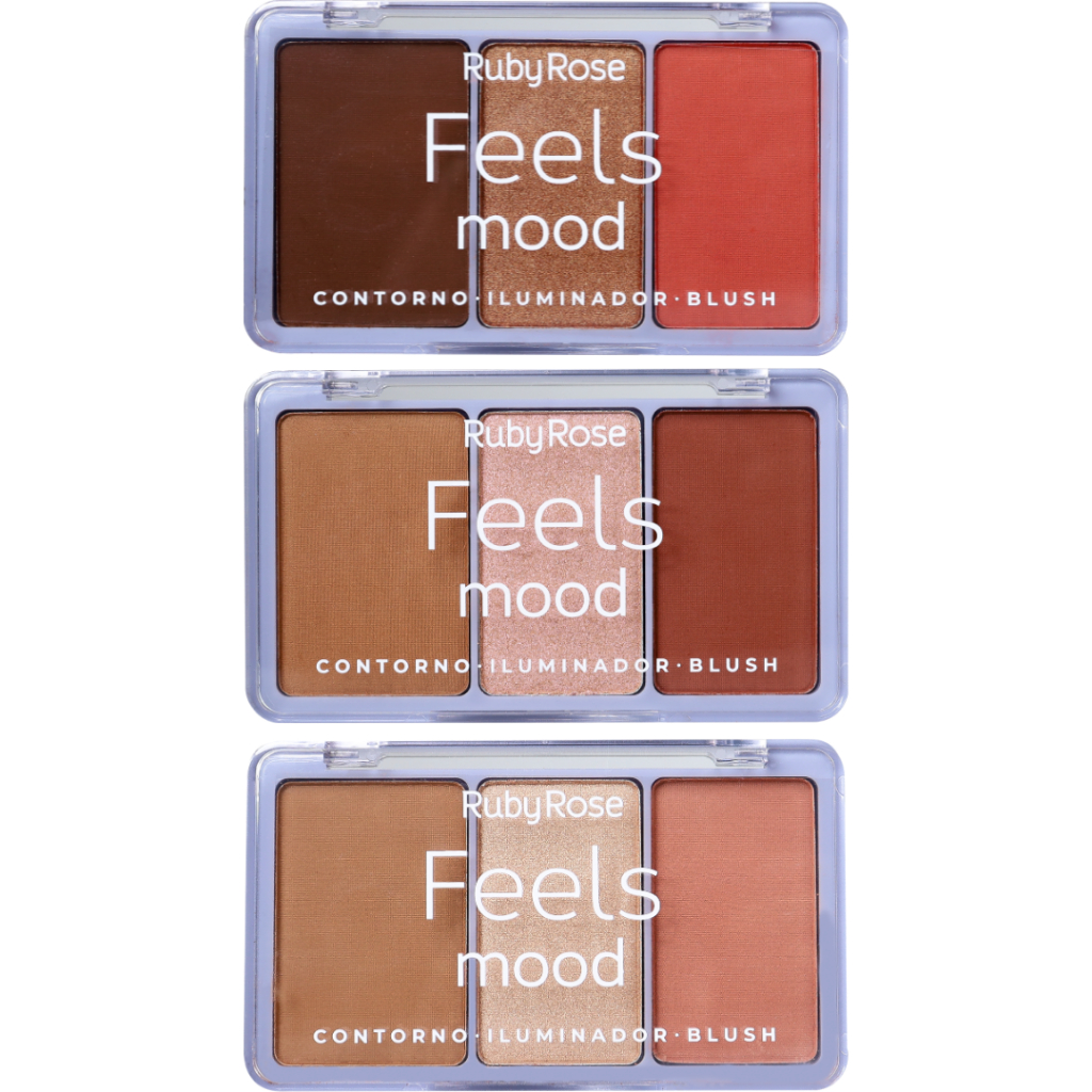 Paleta Trio Blush Iluminador Contorno Feels Mood Ruby Rose | Shopee Brasil
