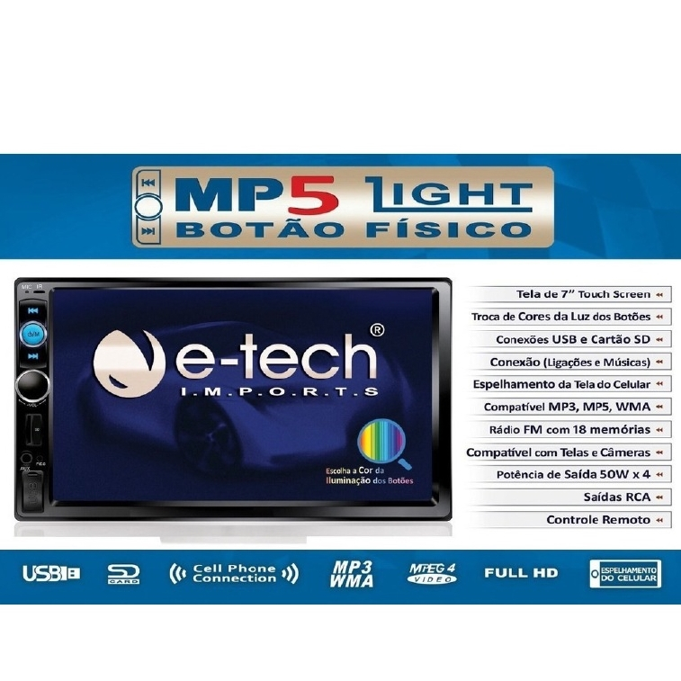 Central Multimidia Automotiva 2023 Mp5 2 Din Usb Bluetooth com Espelhamento de tela | Shopee Brasil