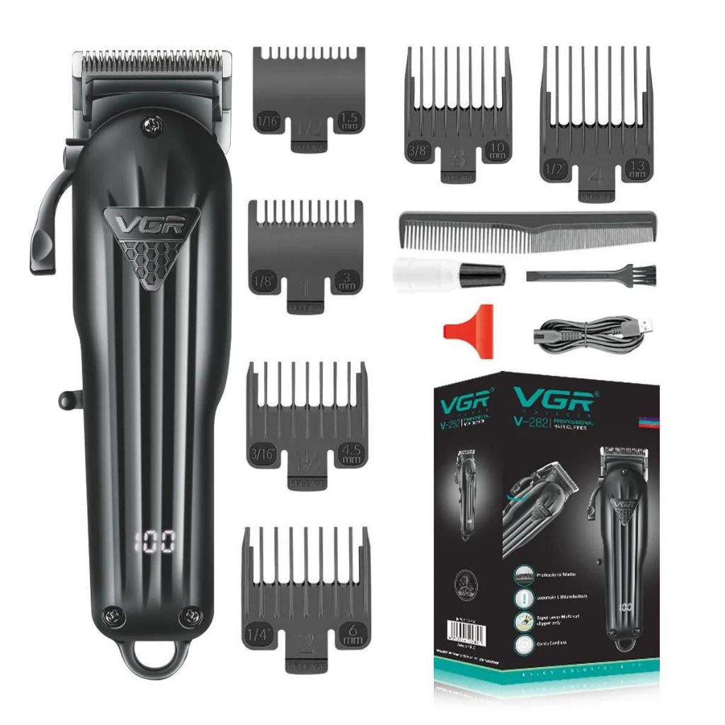 Máquina de Cortar Cabelo e Barba Profissional VGR V-282 Sem Fio Com Display 110-220v | Shopee Brasil