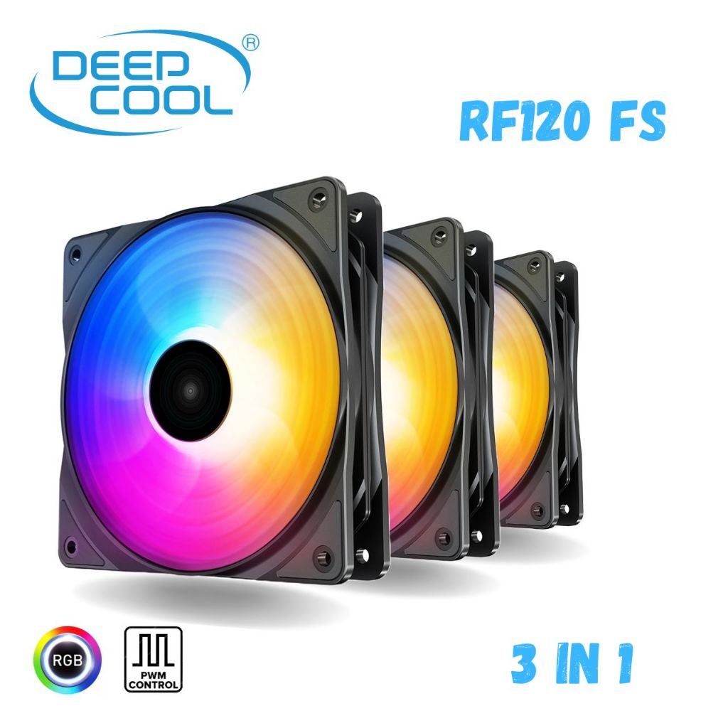 KIT 3 FANS GAMER DEEPCOOL RF 120 FS 1500 RPM COM PWM LED RGB THREE ...