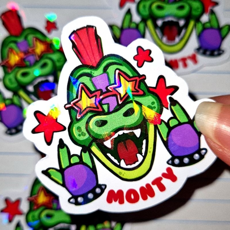 Adesivo Sticker Holográfico Jogo FNAF Glamrock Monty | Shopee Brasil