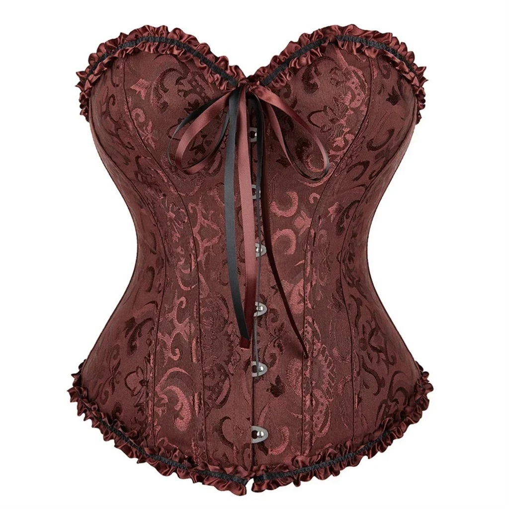 Corpete Corset Espartilho Cinta Modela Cintura Floral Marrom | Shopee ...