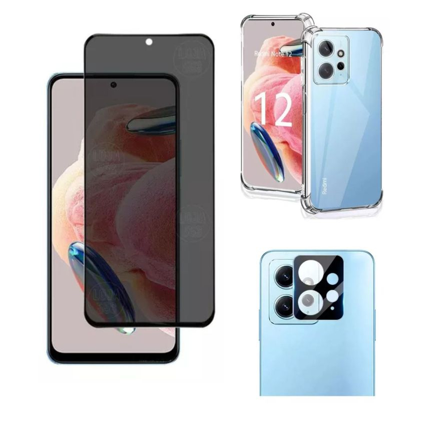 Kit Para Xiaomi Note 12 4g Película Privacidade Capa Capinha Anti