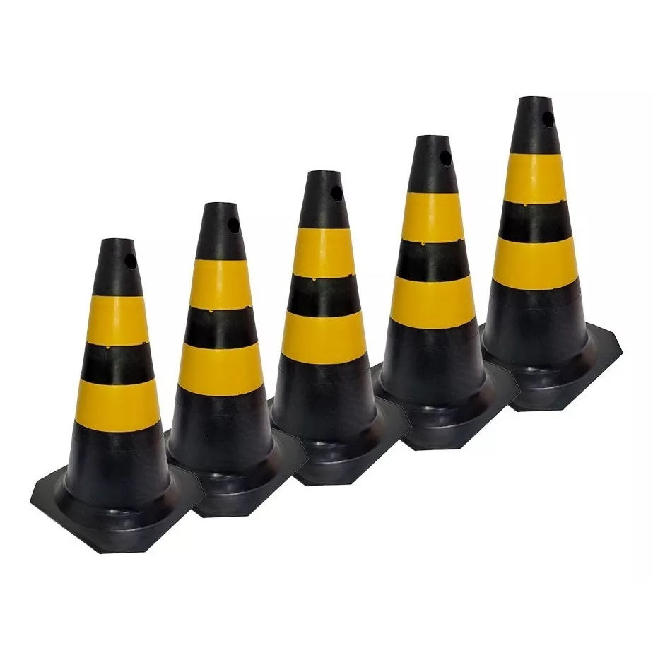 5 Cones Sinalização Segurança Trânsito area risco injetado Pvc 50cm ...