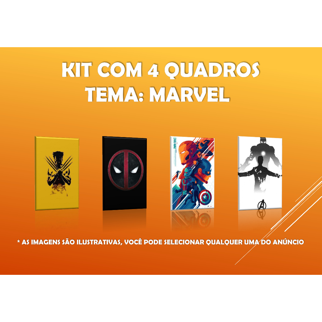 Kit com 4 Quadros Decorativos Tema: Marvel | Shopee Brasil