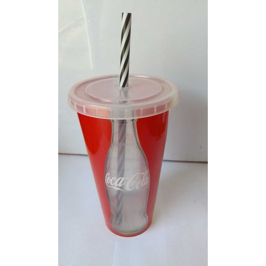 Copo - Coca Cola Com Tampa E Canudo | Shopee Brasil