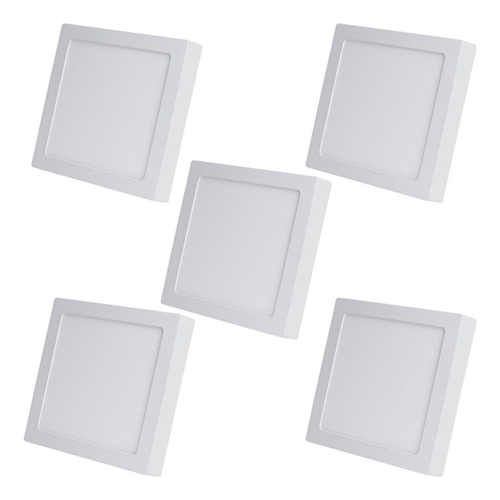Kit 5 Painel Plafon Sobrepor Quadrado Led 18w Bivolt Branco Frio Elgin | Shopee Brasil