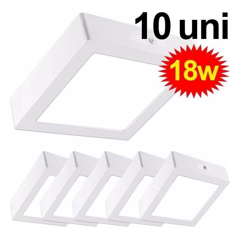 Kit 10 Painel Plafon Sobrepor Quadrado Led 18w Bivolt Branco Frio Elgin | Shopee Brasil