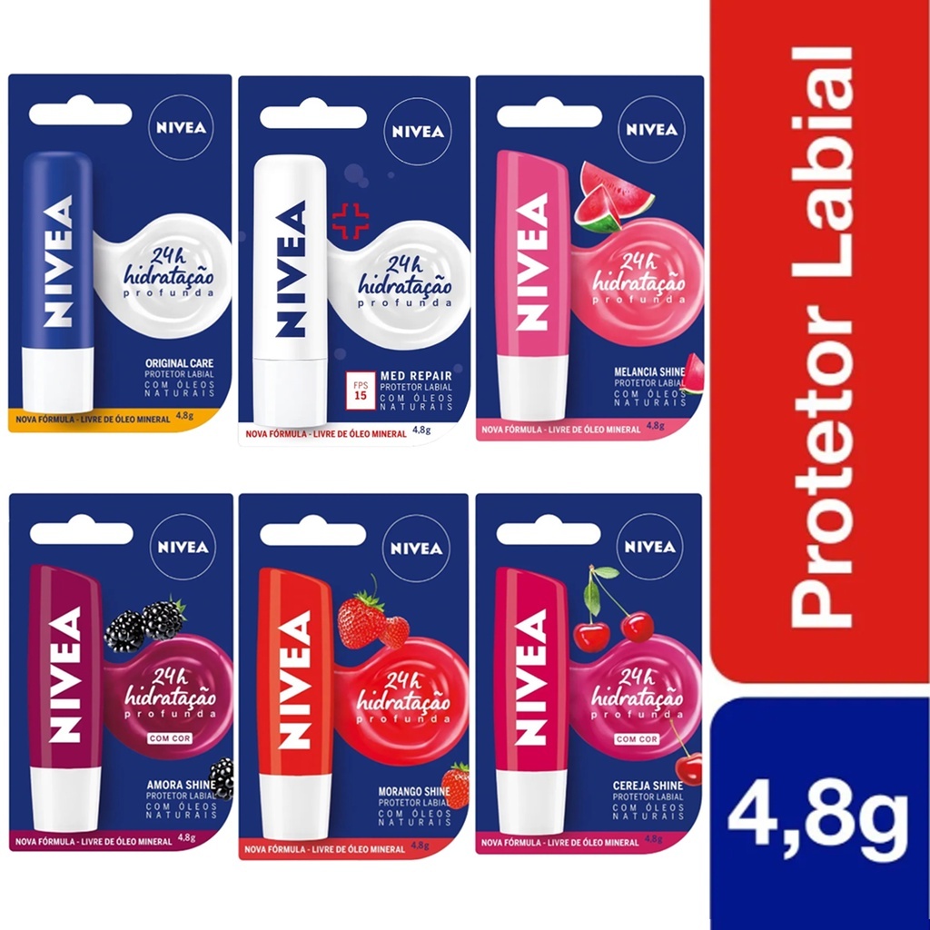Protetor Labial hidratante Nivea 4,8g - Disney Princesa 4,8g - Baton ...