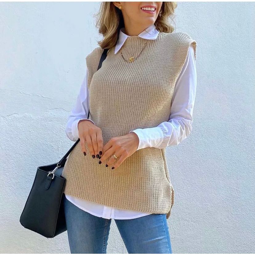 Colete Feminino Tricot Fang Tricô Pullover | Shopee Brasil