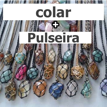 Colar Hippie Castroado Pedras Naturais Na Redinha + Pulseira | Shopee ...