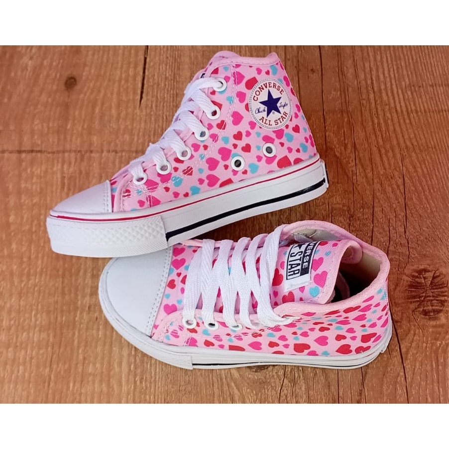 Botinha All Star Converse Cano Alto Estrela, ROSA CORAÇÃO MENINA ENVIO ...