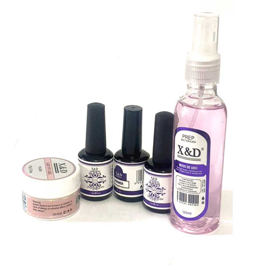 kit primer+base gel + top coat+gel nude +prep 120ml | Shopee Brasil