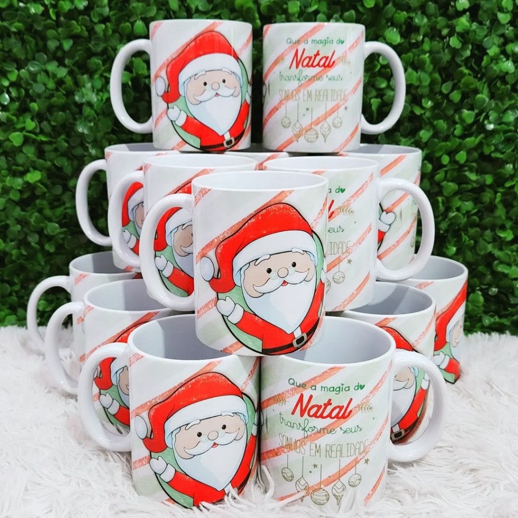Caneca Natal de Porcelana Ideal para Cesta Presente Lembrancinha ...