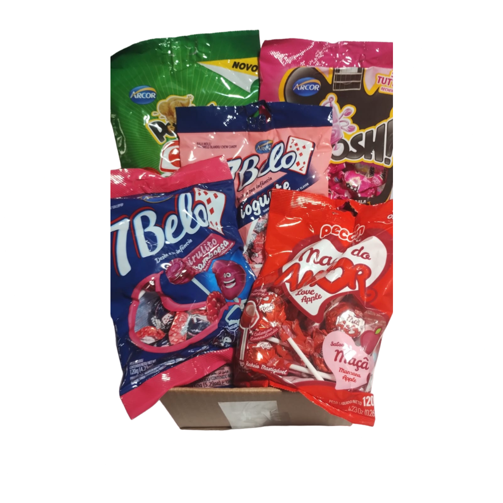 KIT BALAS E PIRULITOS 7 PACOTES GULOSEIMAS BALA 7 BELO PIRULITO 7 BELO ...