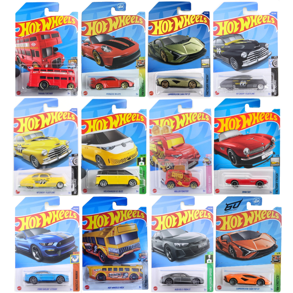 HOT WHEELS 2023 Ford shelby GT Chevy Fleetiline Lamborghini Huracan ...