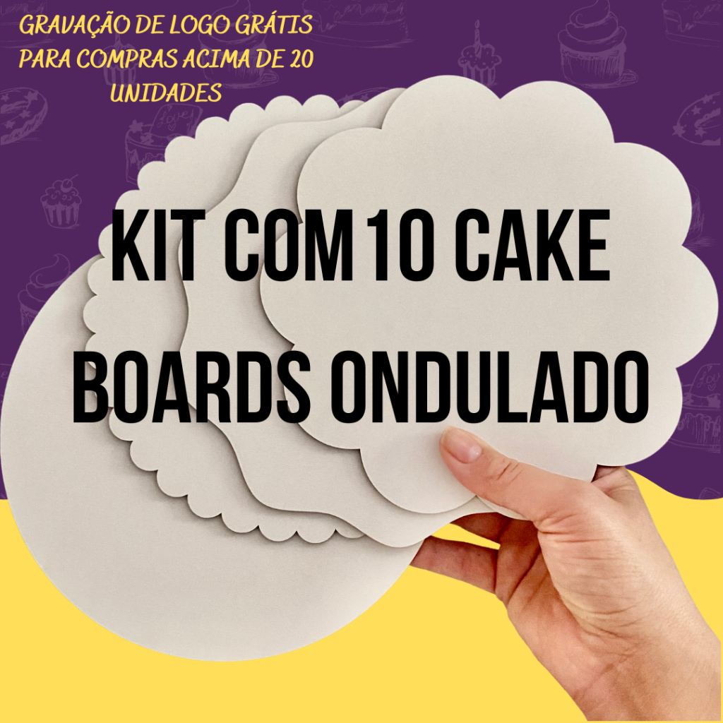Kit com 10 Cake Boards: Base Para Bolos em MDF - 3mm - Ondulado ...
