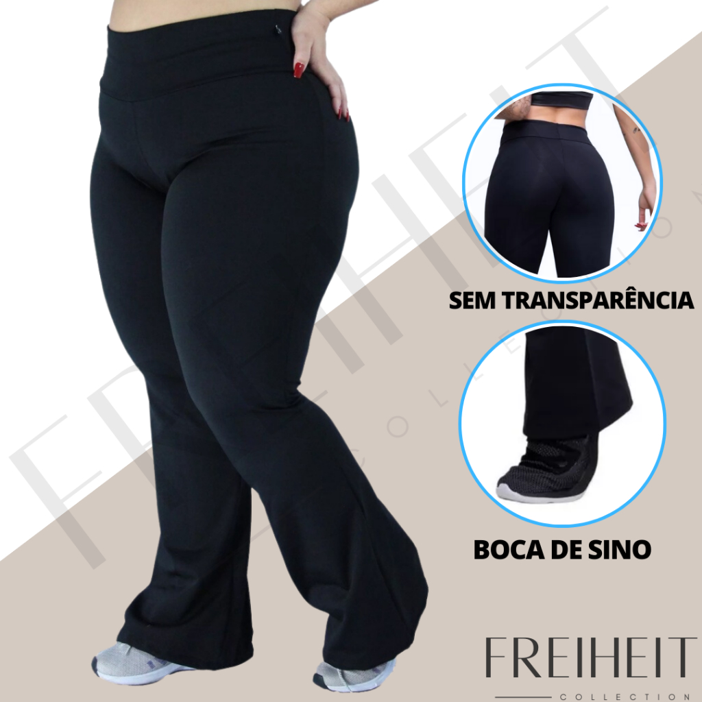 Calça Boca de Sino Plus Size Preta Calça Flare Feminina | Shopee Brasil