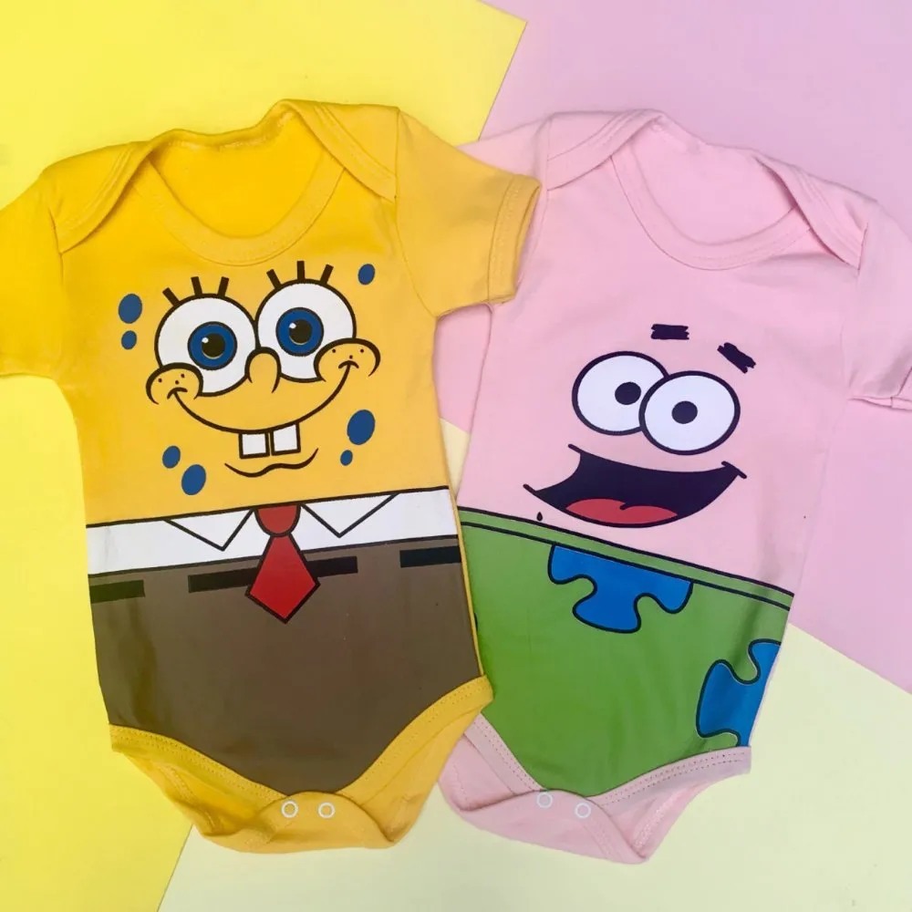 Kit Body Bebê Tematico Personagens Bori Infantil Gêmeos Bob Esponja ...