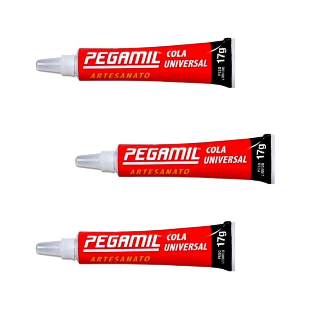 3 Cola Universal Pegamil Artesanato 17g - Secagem Rápida Adesivo ...