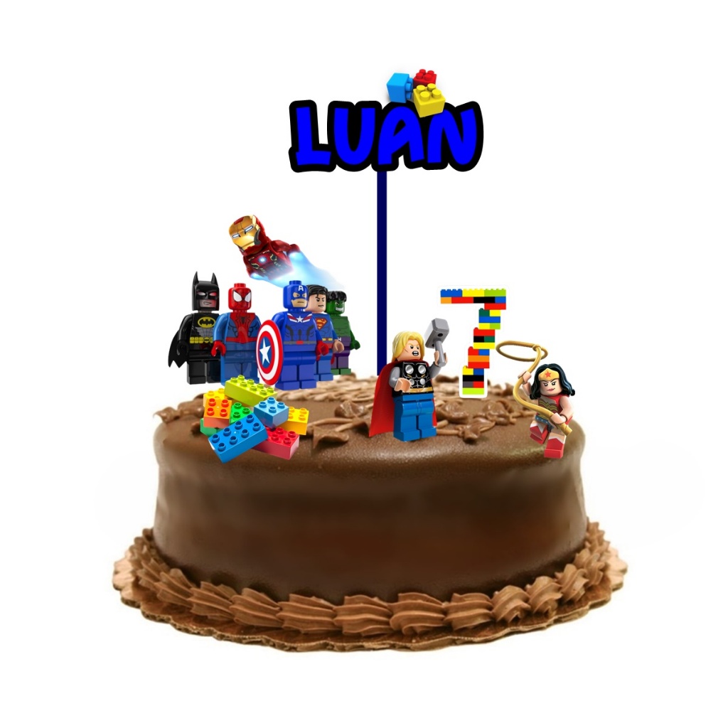 Topo de Bolo Super-heróis Lego Topper Personalizado Marvel Artigos ...