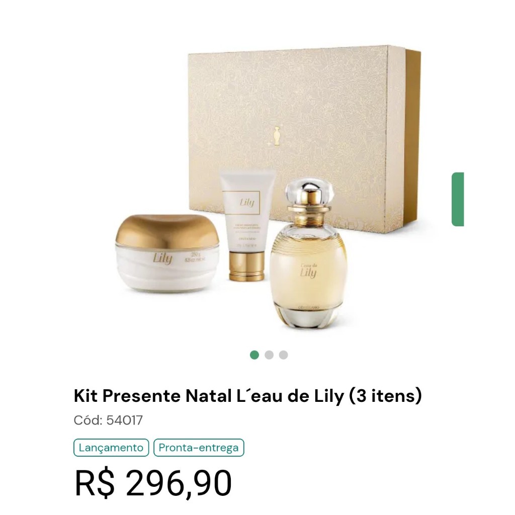 Kit Presente Natal L'eau de Lily (3 itens) | Shopee Brasil