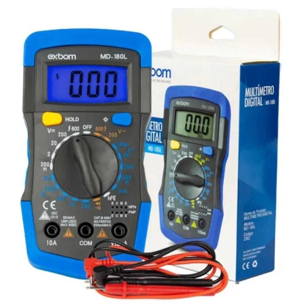 Multímetro digital com visor iluminado, pontas e bipe | Shopee Brasil