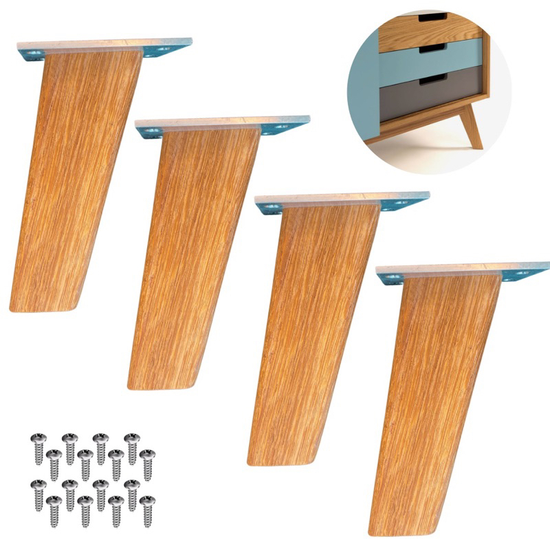 Pé Retro madeira maciça para móveis com Base Metal 15cm 4Un - pé para ...