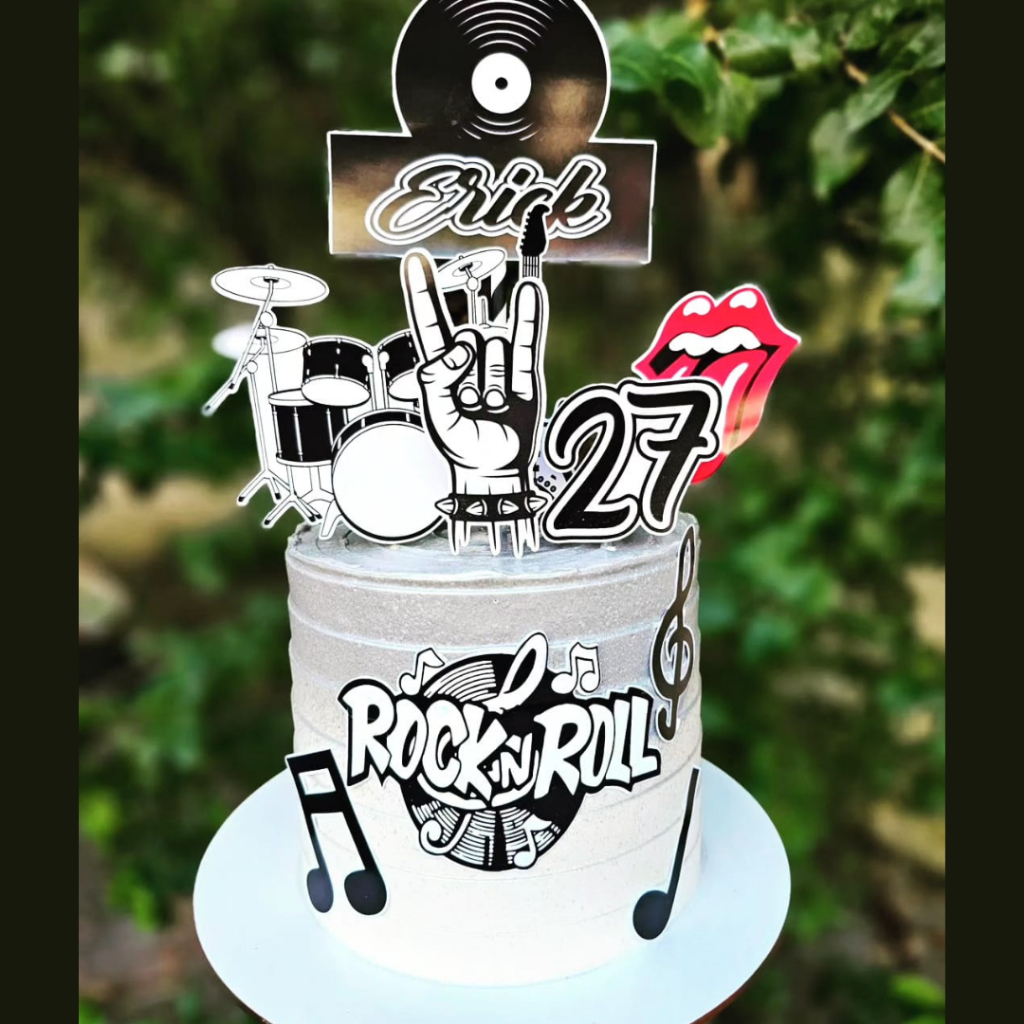 TOPO DE BOLO ROCK ROLL, PERSONALIZADO COM NOME E IDADE. | Shopee Brasil