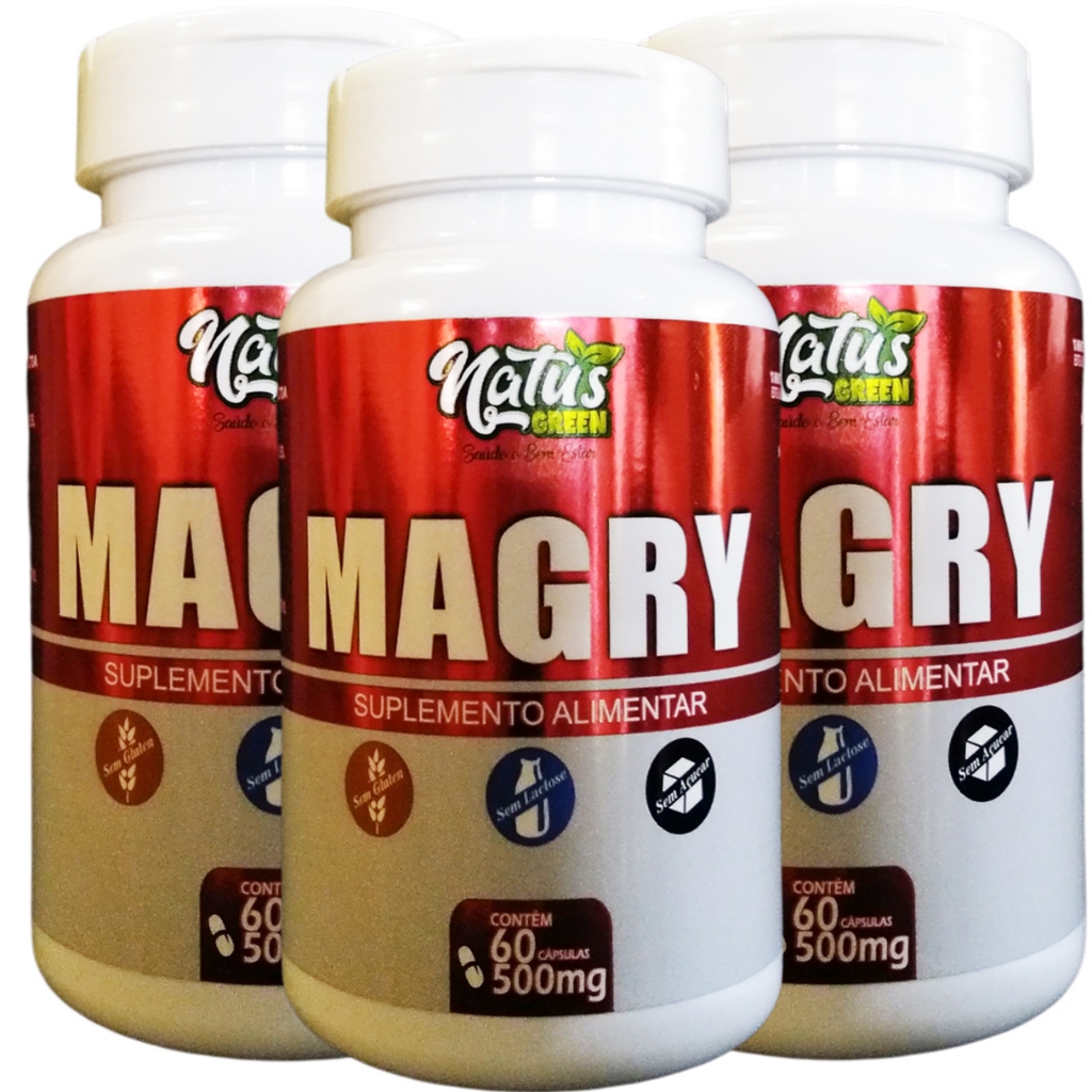 KIT 3x MAGRY ORIGINAL Suplemento Alimentar 180 Cápsulas 500mg Controle ...