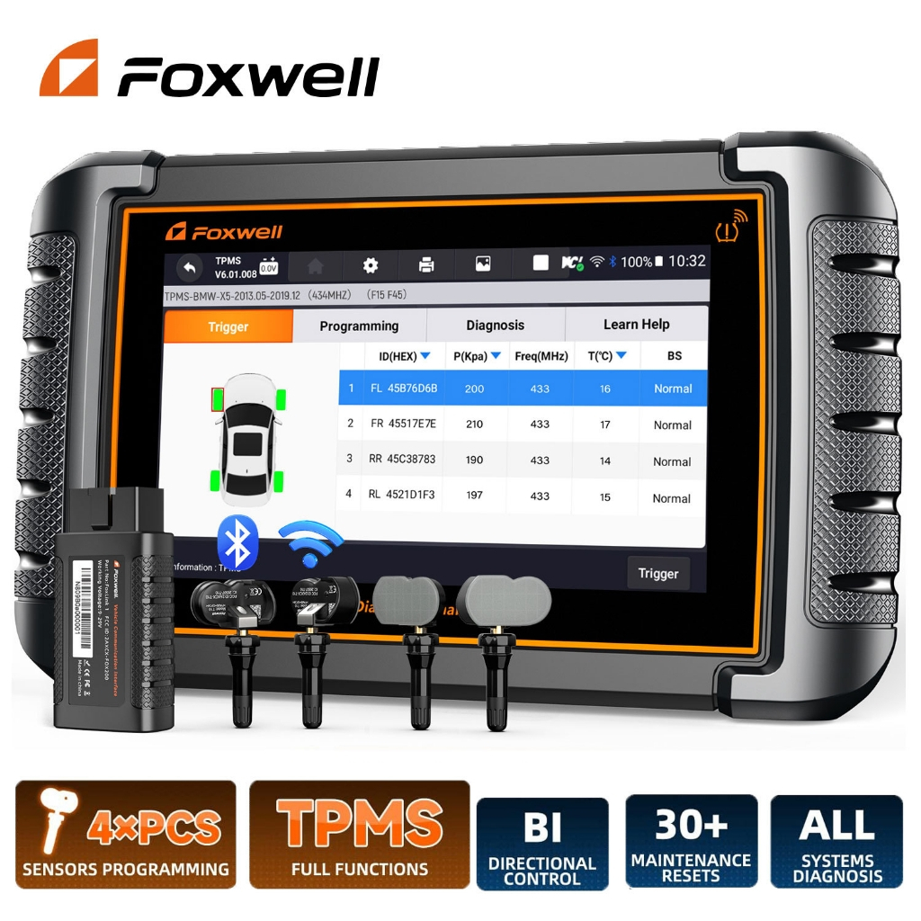 [Enviar do Brasil] FOXWELL NT809TS OBD2 Car Scanner Tpms With 4PCS T10 ...