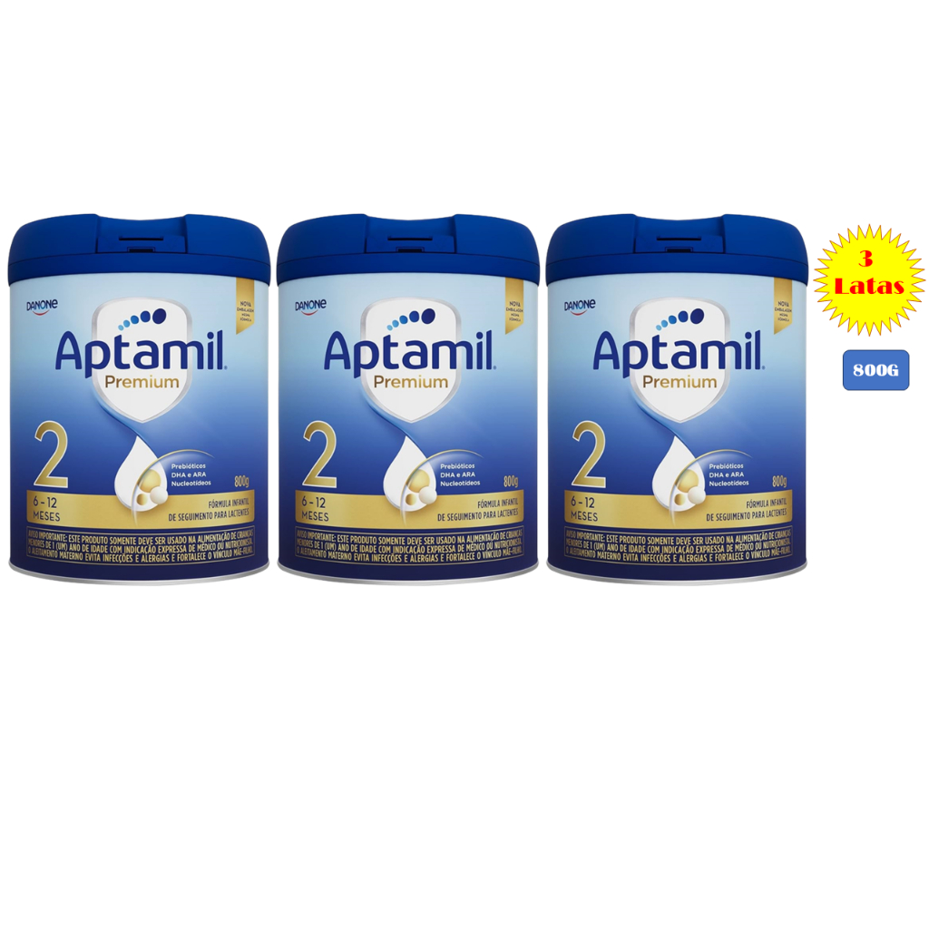 Formula Infantil Aptamil Premium 2 800G Danone (3 un) | Shopee Brasil
