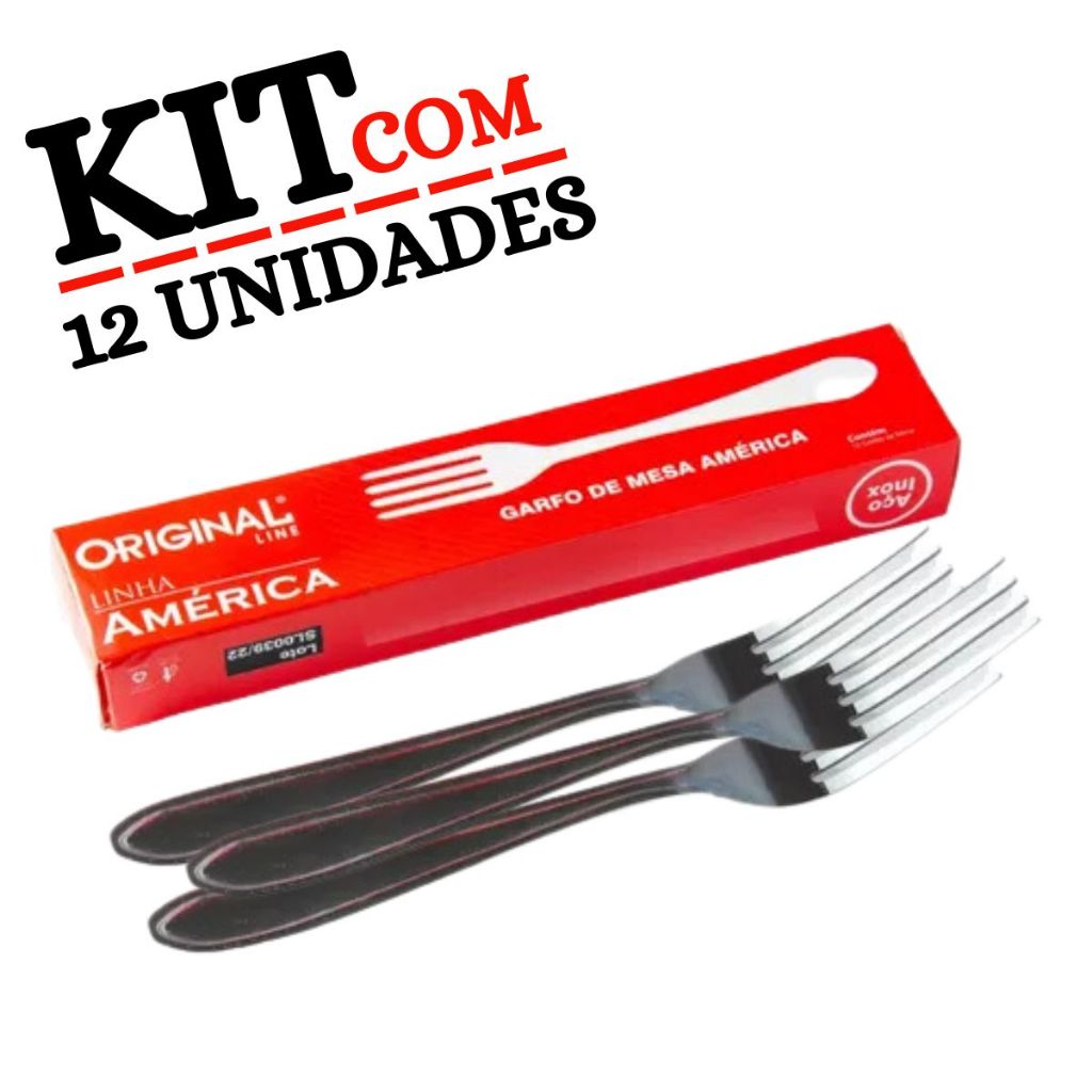 Kit 12 Garfos De Mesa Grande Talher De Cozinha Garfo Aço Inox | Shopee ...
