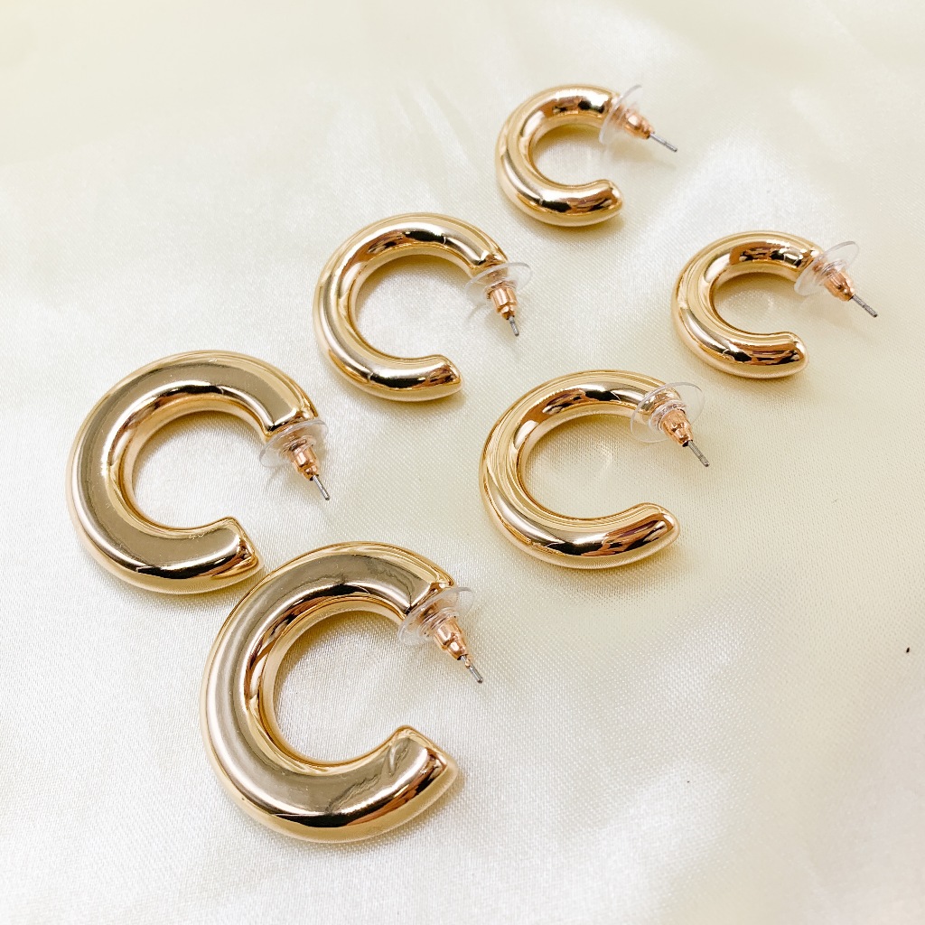 Brincos clássicos simples e modernos femininos - ouro e prata | Shopee ...