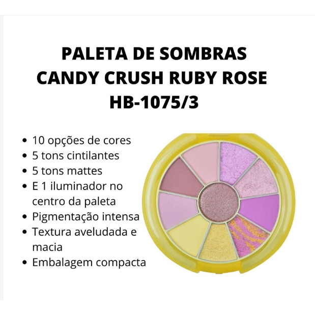 Ruby Rose Paleta De Sombras Candy Crush Hb1075 | Shopee Brasil