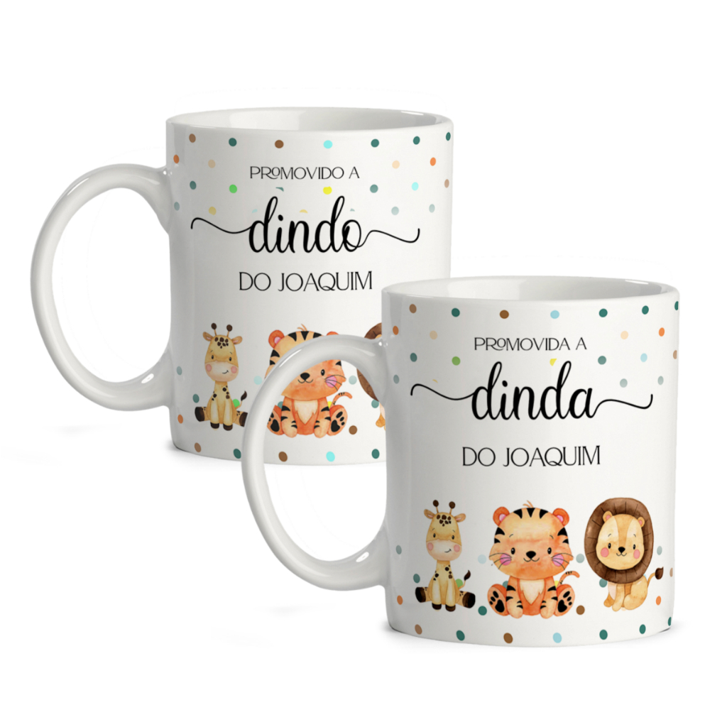 Caneca Personalizada Dindo Dinda Safari Vovô Vovó Titio Titia Com Nome ...