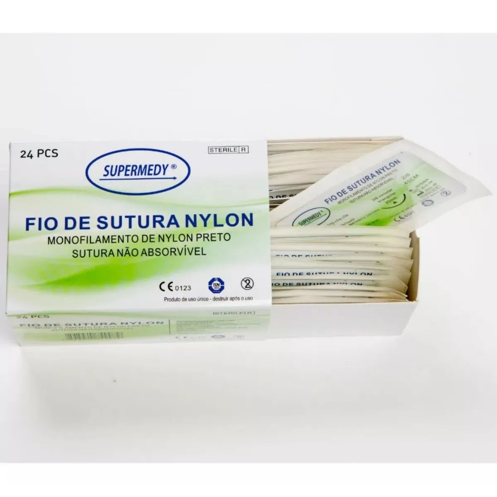 Fio De Sutura Em Nylon 3 Com Agulha 3,0 Cm Cx C/24 Unidades | Shopee Brasil